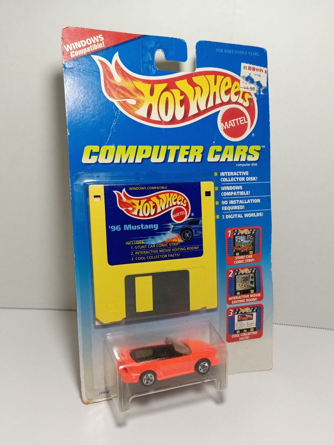 Hot Wheels Computer Cars orange '96 Mustang w/Floppy Disk 1995 1:64 MIP ...