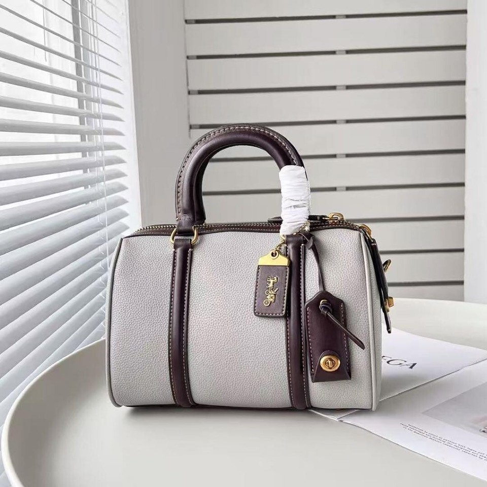 COACH C8530 Satchel Ruby 2-way Leather Handbag Gray Brown Gold SIZE 25 ...