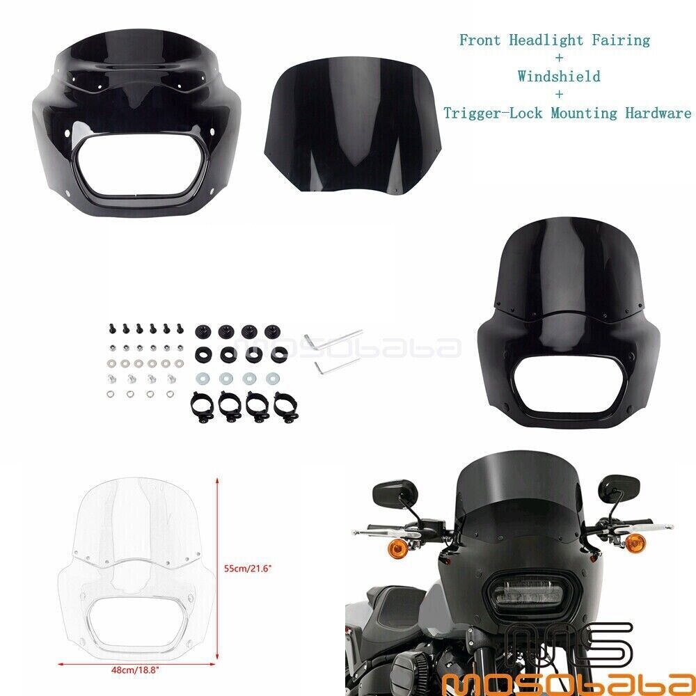 Front Headlight Fairing w/ 11" Windshield For Harley Softail Fat Bob ...