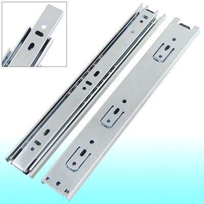 2 Pcs 11" 3-fold Full Extension Ball Bearing Smooth Slide Rails Drawer ...