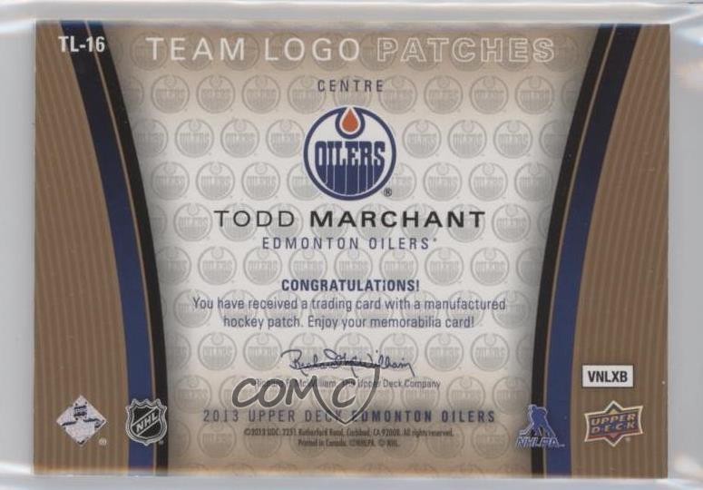 2013-14 Upper Deck Edmonton Oilers Team Logo Patch Todd Marchant #TL-16 ...