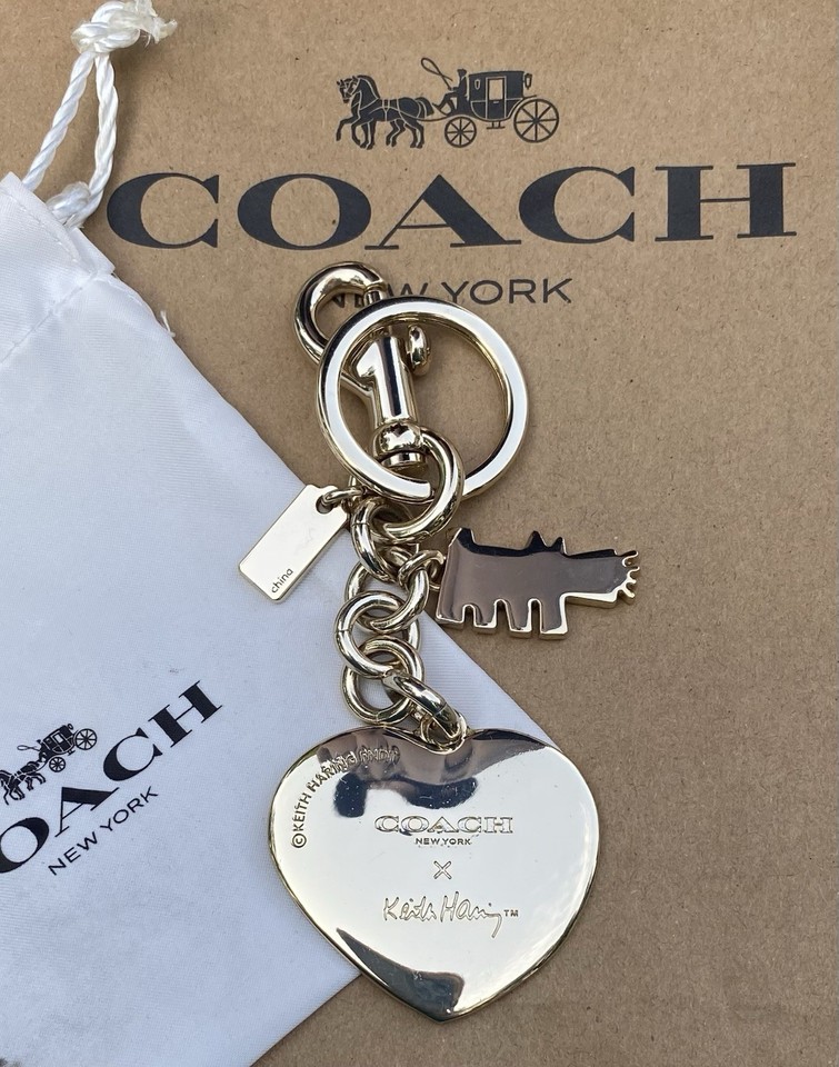 NEW Super Rare COACH X KEITH HARING HEART/DOG GLITTER CHARM FOB ...