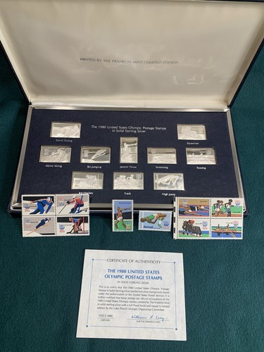 Below Melt!Mint matching Stamps!! 1980 U.S. Olympic Postage Silver ...