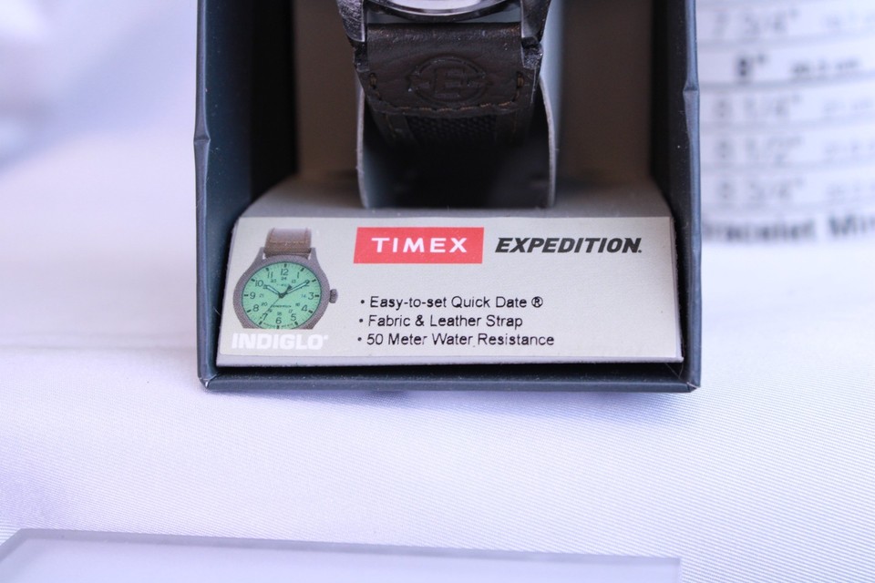 Timex T40091, Men's "Expedition" Brown Leather/Nylon Watch, Indiglo ...