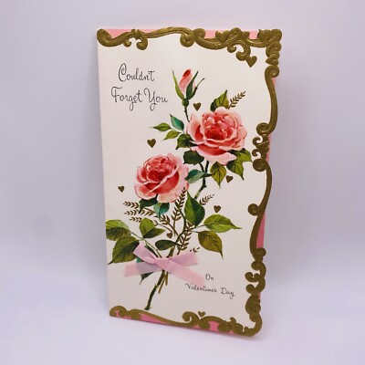 Vintage Valentines Day Card Signed Pink Roses 4x7” | eBay