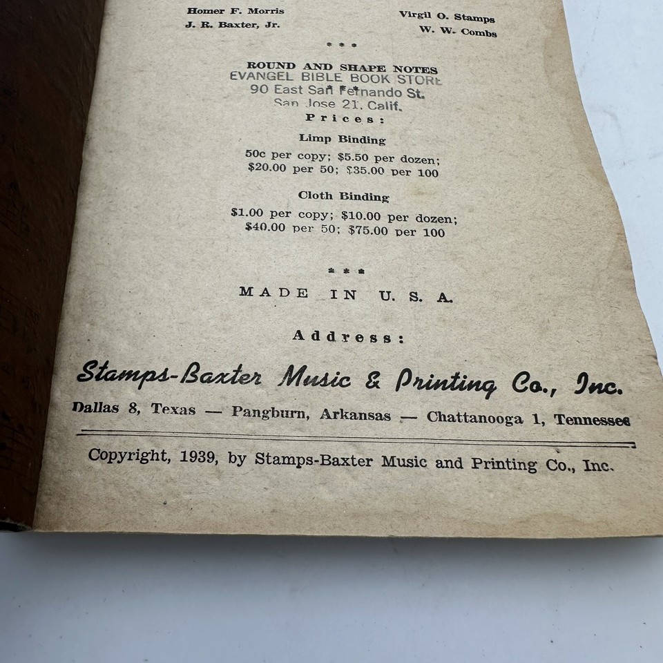 Favorite Songs and Hymns 1939 Shape Notes Christian Worship Church ...