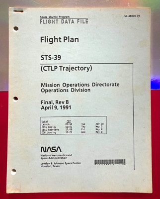 STS-39 NASA SPACE SHUTTLE MISSION ORIGINAL FLIGHT PLAN CTLP TRAJECTORY ...