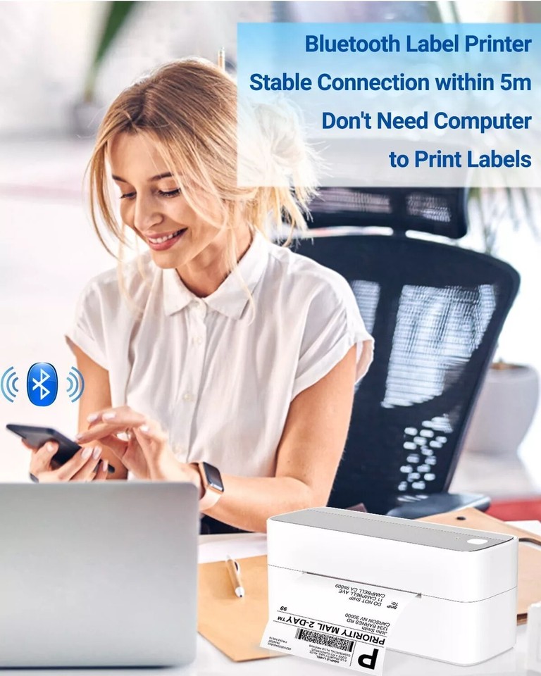 Logistics Thermal Label printer PM-241-BT Bluetooth Connectivity White ...