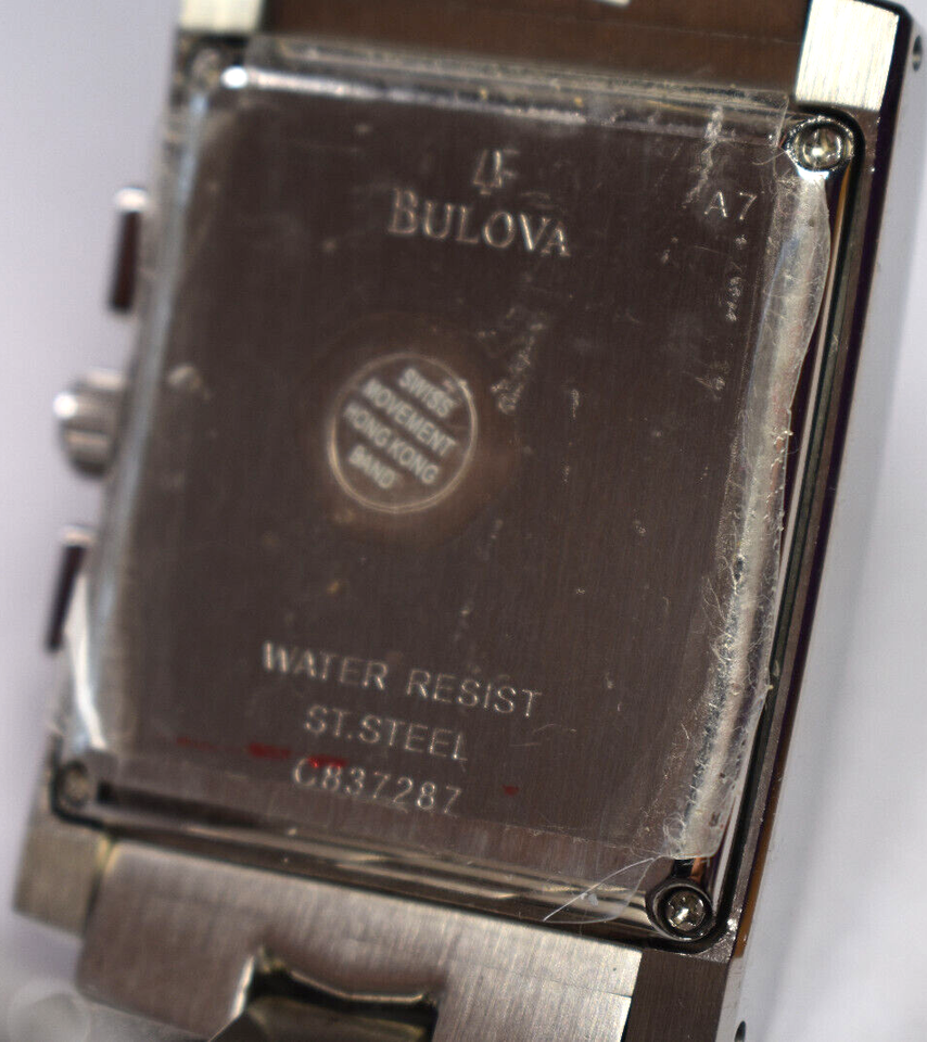 BULOVA 96G09 Men's Swiss Movement Chronograph WATCH Gray Dial SQUARE ...