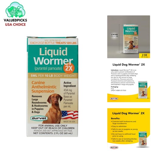 2X Liquid Wormer for Dogs & Cats - 2 Oz, Easy Daily Use, Prevents ...