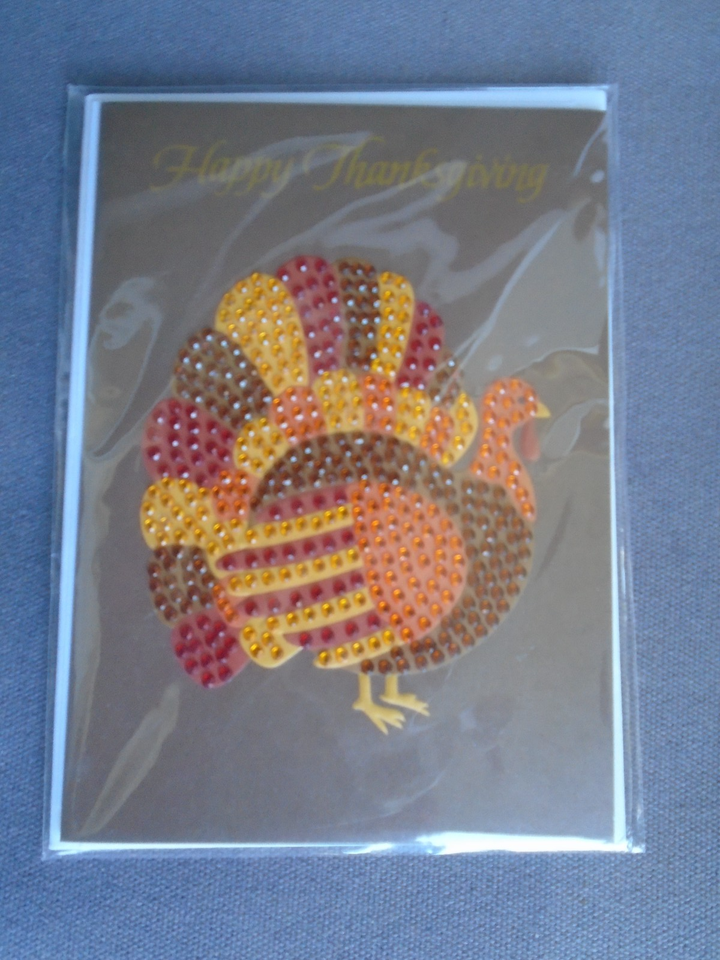 Two New PAPYRUS THANKSGIVING CARDS Bling Turkey Day Art Bedazzled ...