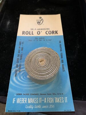 Vintage Weber Fishing Roll O Cork Sealed On Card Mint Rod Wrap | eBay