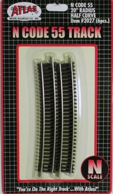 Atlas N Scale Code 55 Track 20″ Radius 1/2 Curve (6 Pieces) | eBay