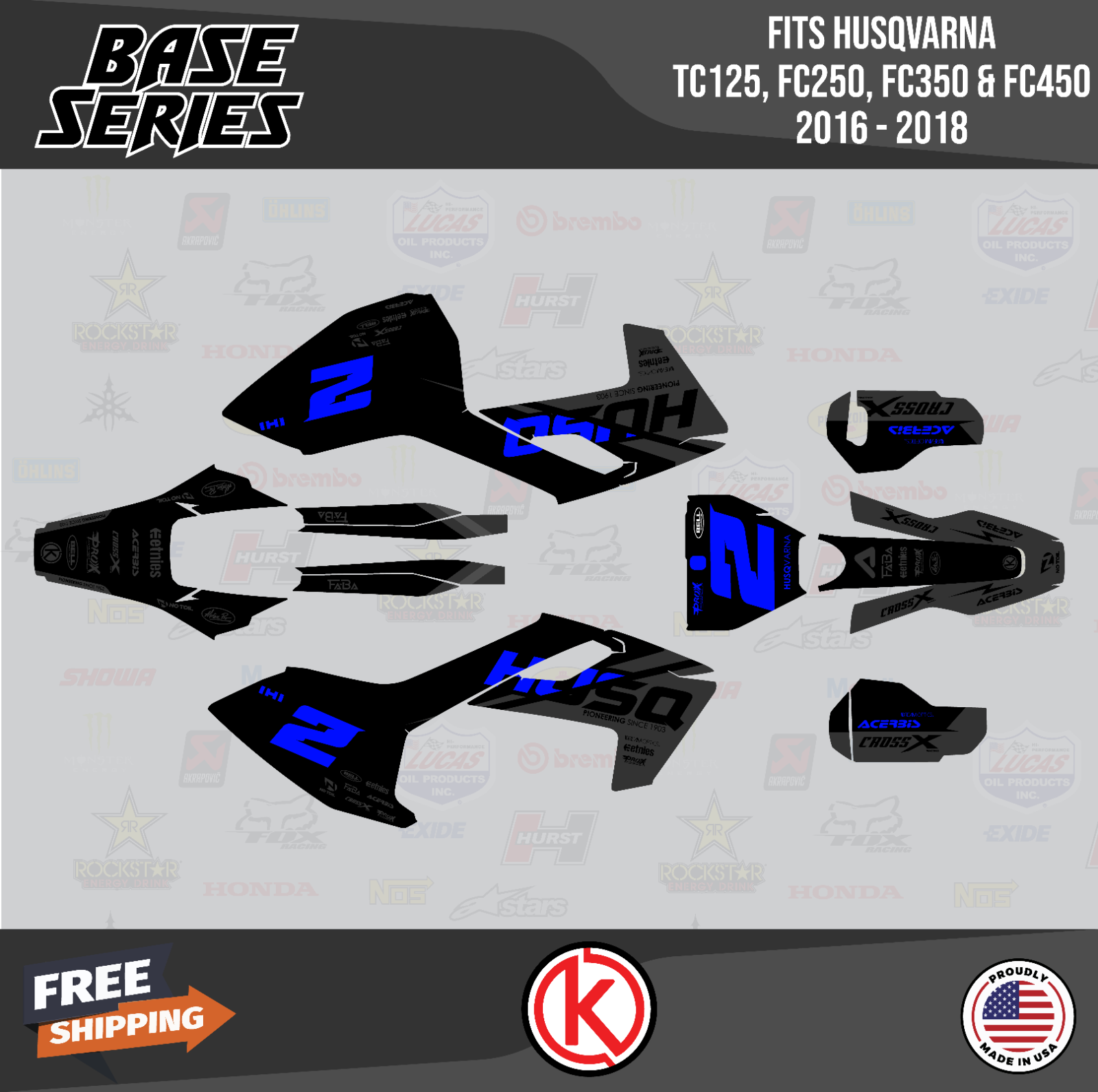 Graphics Kit for Husqvarna TC125 FC250 FC350 FC450 2016 2017 2018 Base ...