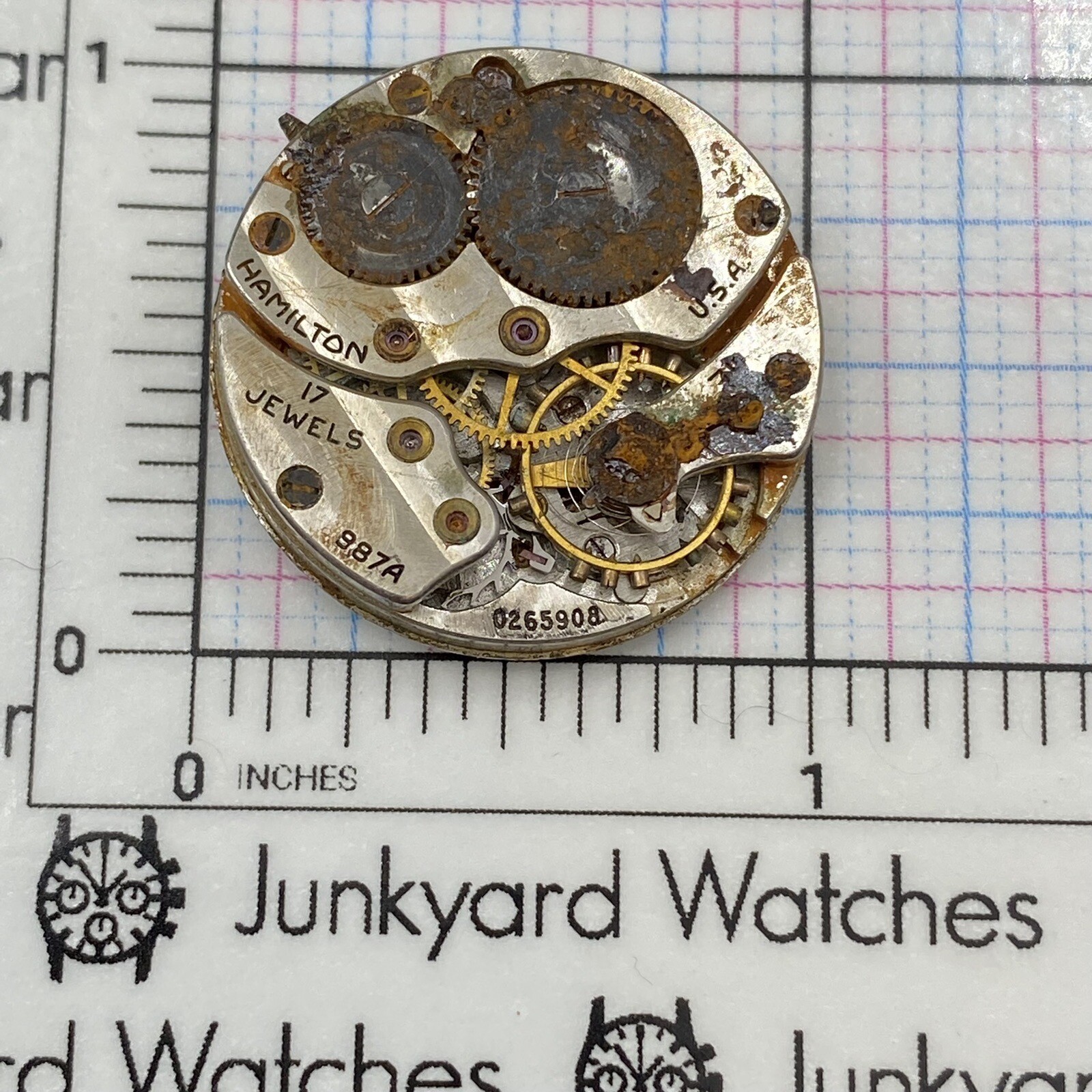 Vintage Hamilton Watch Movement Repairs Parts 17 Jewels Watchmaker 987A ...