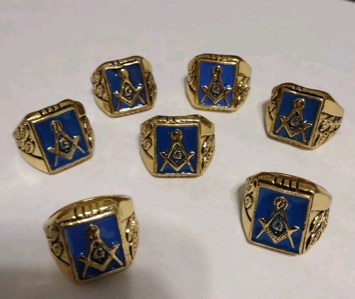 Gold Masonic Ring Classic Style (SIZE 10) Freemason Shield Master Mason ...