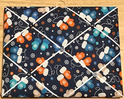 French Bulletin Board Photo Memo Navy Blue Winter Mittens Print 9.4 x ...
