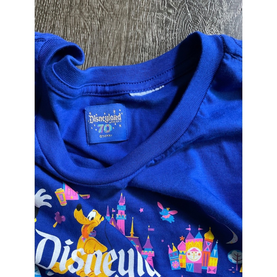 Disneyland 70th Anniversary T-Shirt Blue Mickey Mouse Donald Duck Goofy ...