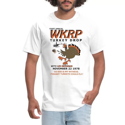 WKRP Turkey Drop With Les Nessman Thanksgiving Men's T-Shirt | eBay