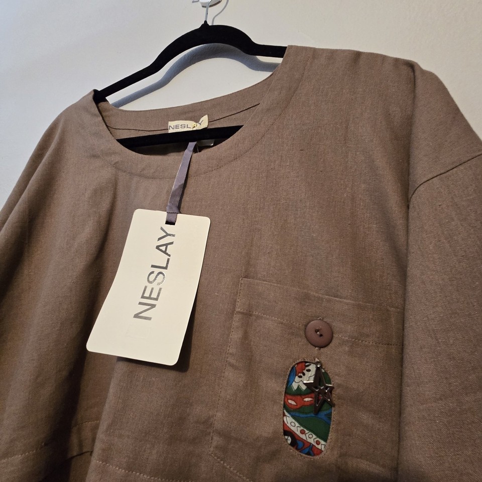 Neslay Paris NWT Womens Oversized Top L XL Cut Outs Charms Lagenlook ...