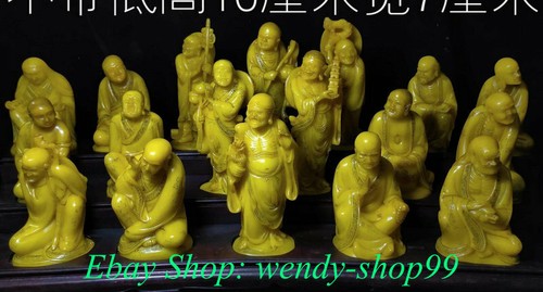 6" Old China Tianhuang Shoushan Carving Eighteen Arhat 18 Lohan Buddha ...