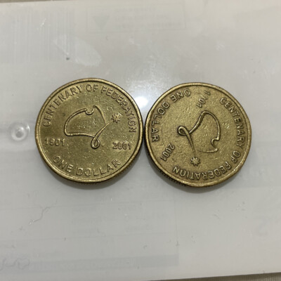 2001 Centenary of Federation . $1.00 Dollar coin . Upset Rotation Error ...