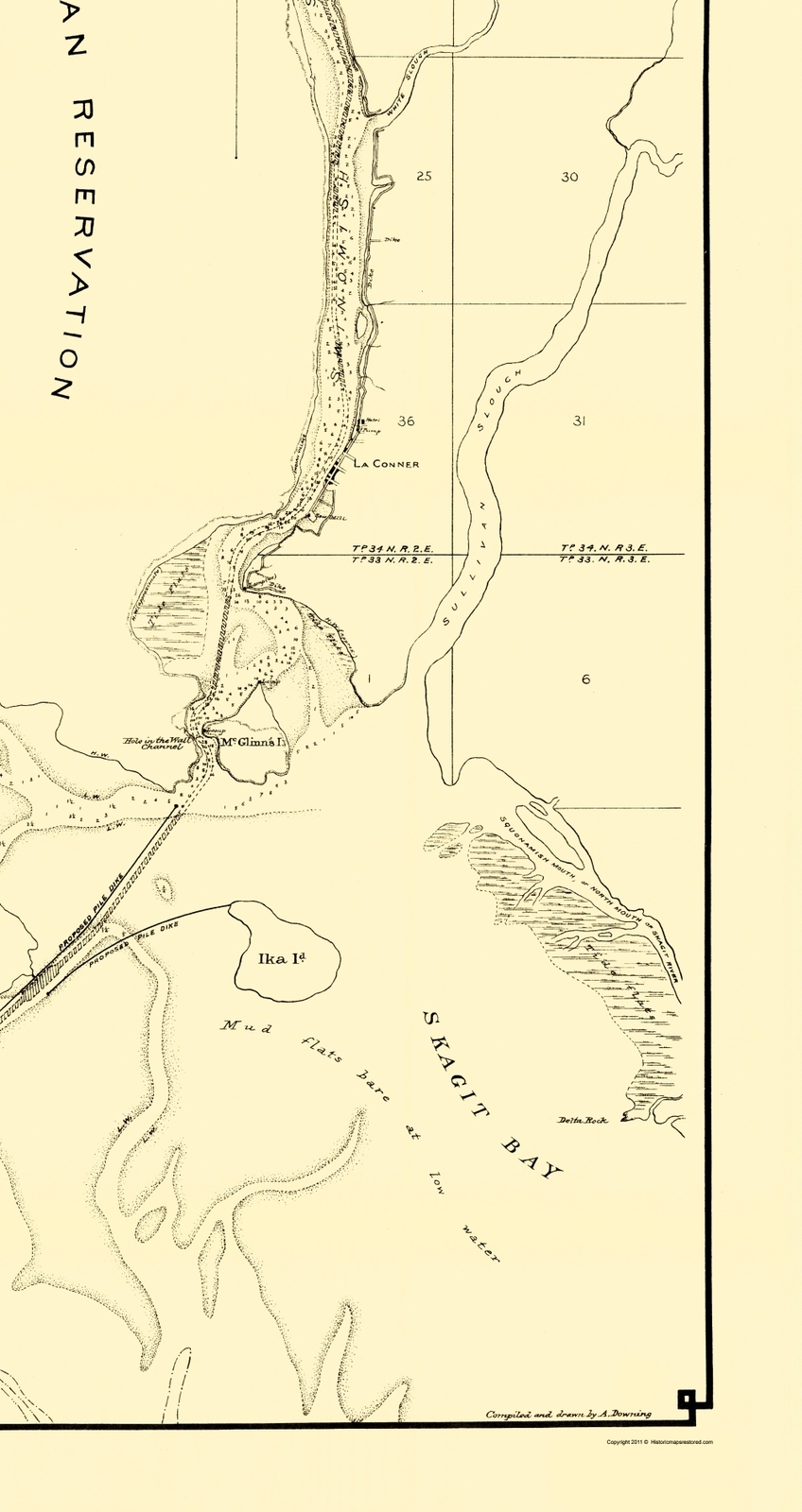 County Map Swinomish Slough Skagit Counties Washington Downing 1891 23 ...