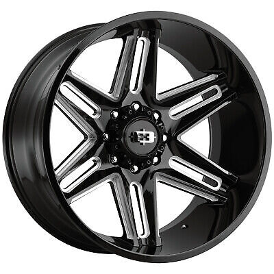 4-Vision 363 Razor 20x10 5x5" -25mm Black/Milled Wheels Rims 20" Inch ...