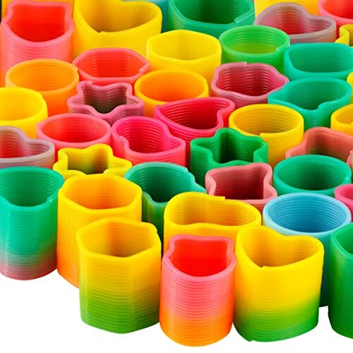 Rainbow Spring Toy Assortment - (Pack of 50) Mini Plastic Coil Spring ...