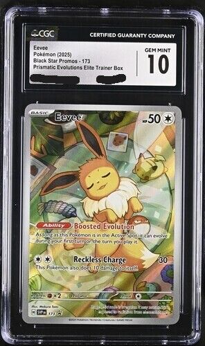 CGC 10 Eevee SVP EN 173 Black Star Promo Prismatic Elite Trainer Box ...