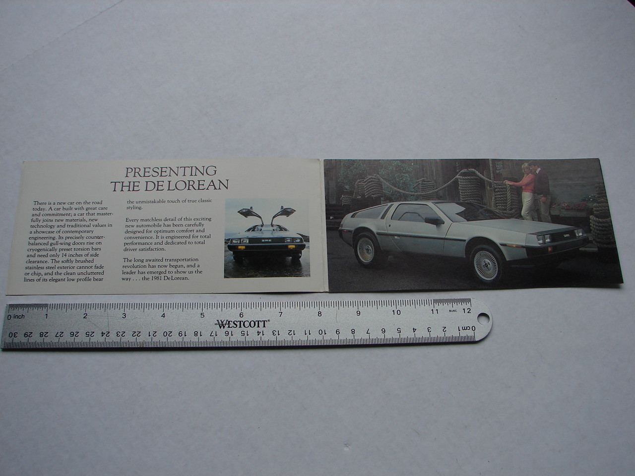 1981 DELOREAN SMALL ORIGINAL ADVERTISING PROMO PAMPHLET SALES BROCHURE ...