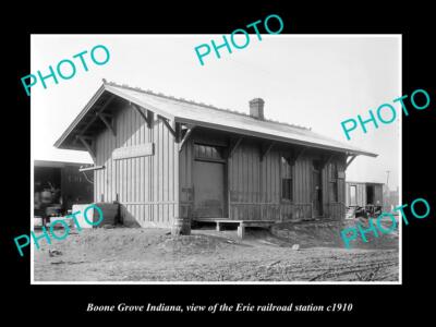 OLD LARGE HISTORIC PHOTO OF BOONE GROVE INDIANA ERIE RAILROAD STATION ...