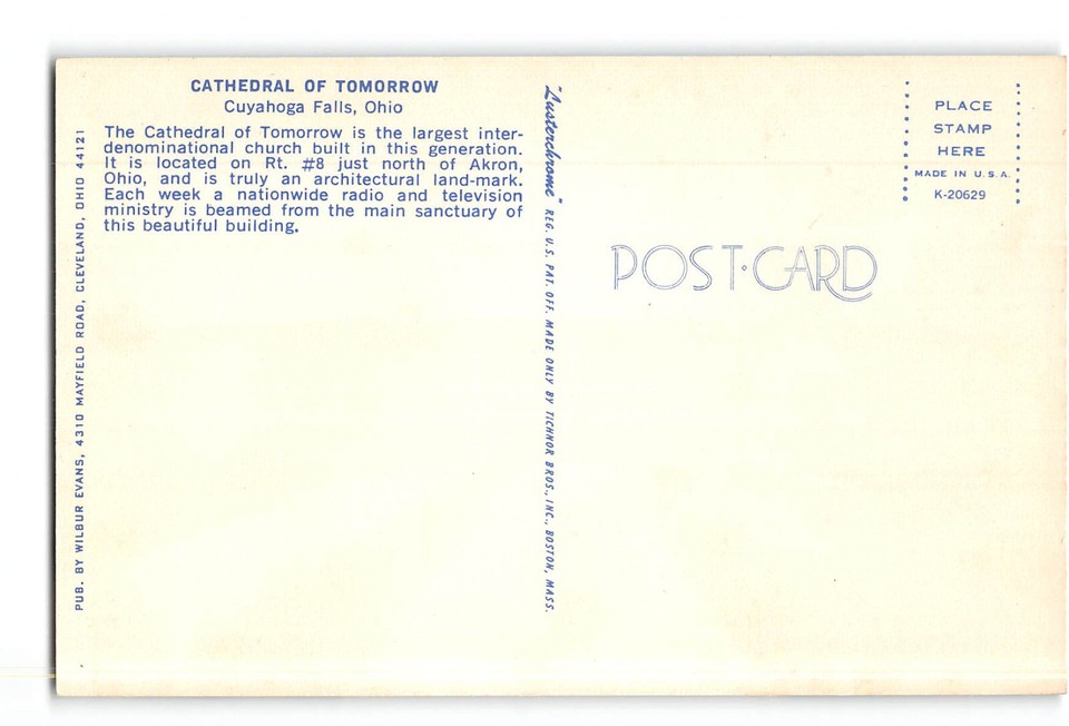 Cuyahoga Falls Ohio OH Vintage Postcard Cathedral of Tomorrow | eBay