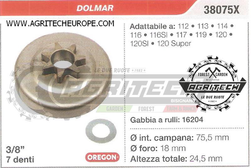 38075X OREGON Clutch Sprocket Chainsaw DOLMAR 112 113 114 3/8" 7 Teeth ...