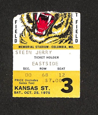 OCT 25, 1975 KANSAS STATE @ MISSOURI TIGERS COLLEGE FOOTBALL TICKET ...