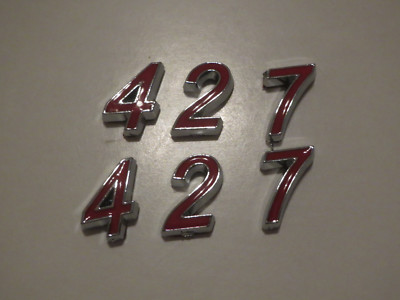 FORD 427 HOOD SCOOP FENDER TRUNK ENGINE ID EMBLEMS SET RED | eBay