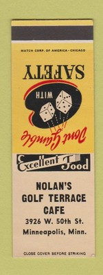 Matchbook Cover - Nolan's Golf Terrace Minneapolis MN SAMPLE WEAR | eBay
