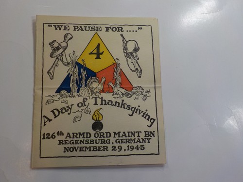 WW2 Thanksgiving Menu 1945 Regensburg Germany World War Two Paper ...