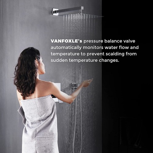 VANFOXLE Shower Faucet System Set~ 2-in-1 Handheld / 10" Head ~ Chrome ...