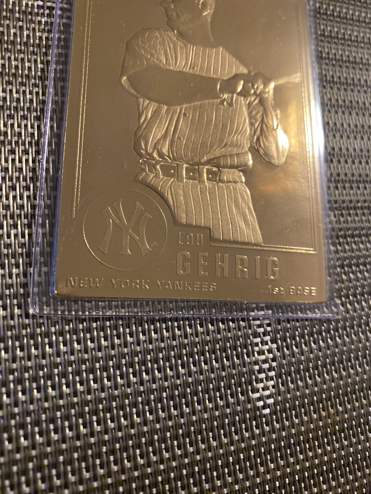 DANBURY MINT 22 KARAT GOLD FOIL NEW YORK YANKEES LOU GEHRIG CARD # 43 ...