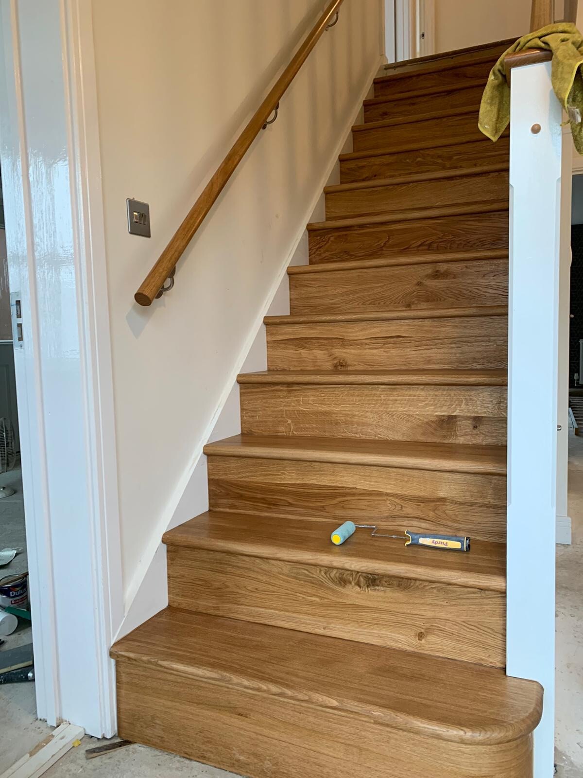 13 X Right Side Curved Bullnose Solid Oak Stair Cladding - 20mm Treads ...