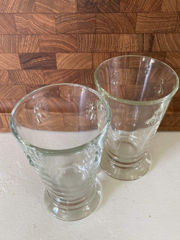 La Rochere France 2 Embossed Bee Clear Tumblers Drinking Glasses 5.5 ...