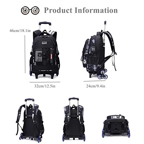 Camo Boys Rolling Backpacks for Kids School, A-6 Wheels-camo Black ...