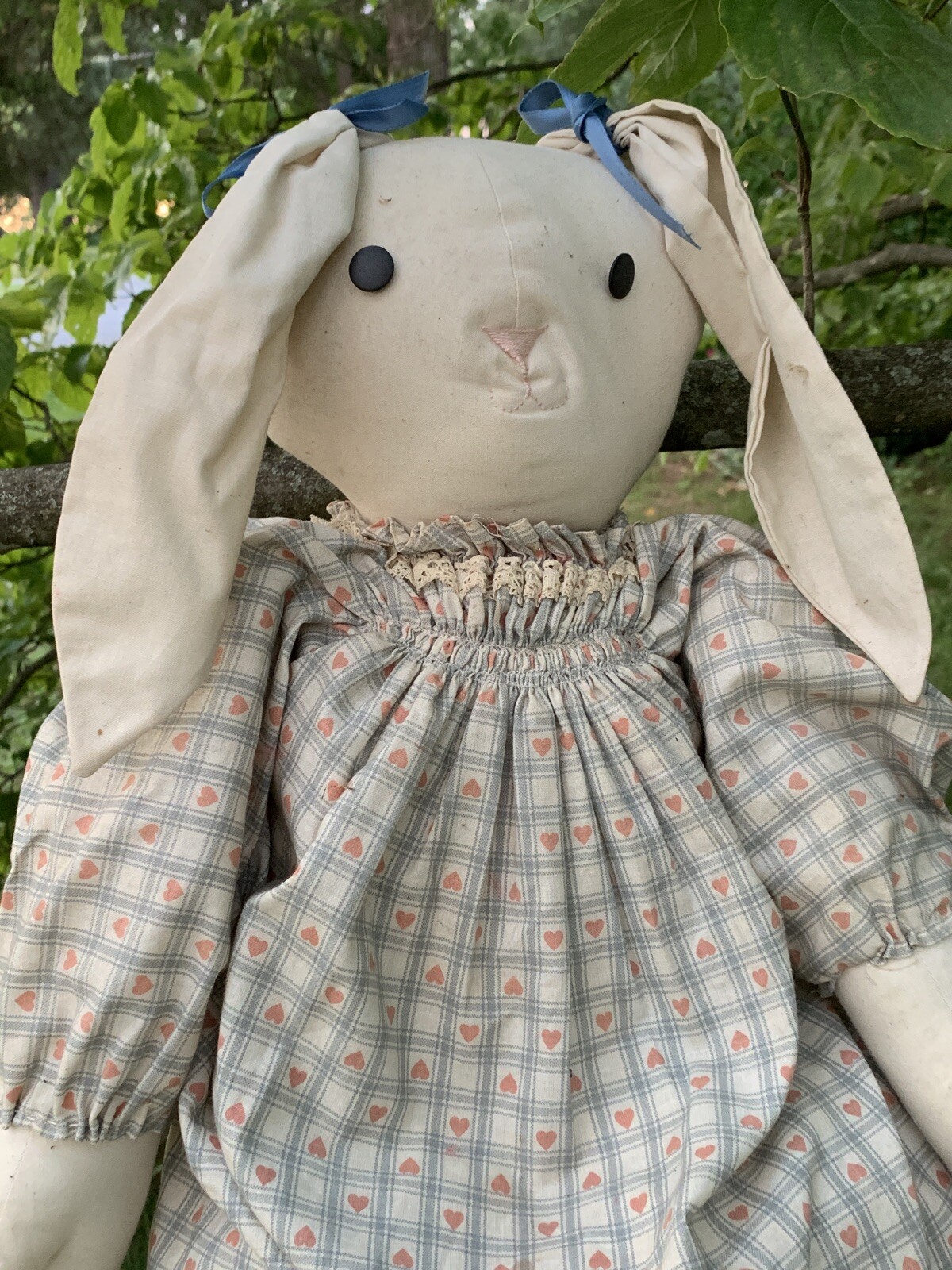 Primitive Country Heart Bunny Rabbit Charming Details Handmade Doll 29 ...