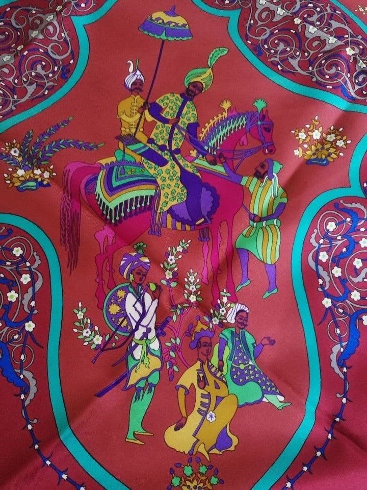 HERMES Scarf Carre 90 Silk Persian Poem Pattern Authentic Accessory ...