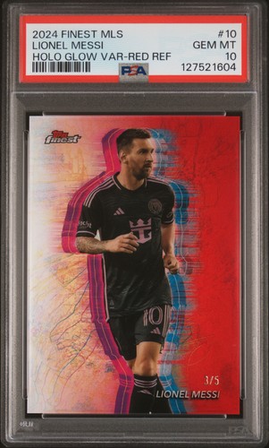 2024 TOPPS FINEST MLS HOLO GLOW VARIATION-RED REFRACTOR LIONEL MESSI 3/5 PSA 10 | eBay