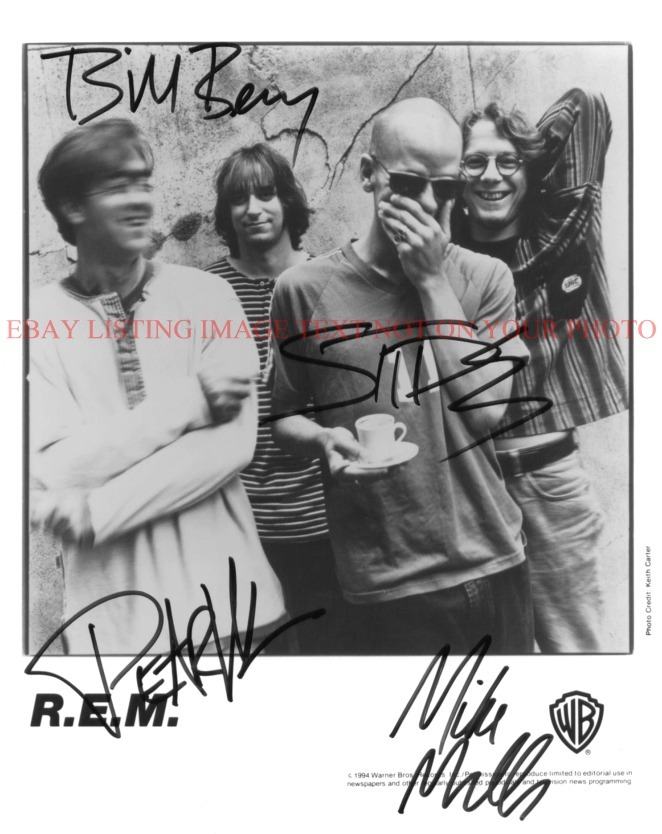 REM BAND SIGNED AUTOGRAPH 8x10 RPT PROMO PHOTO BY ALL 4 R.E.M. ENJOY ...