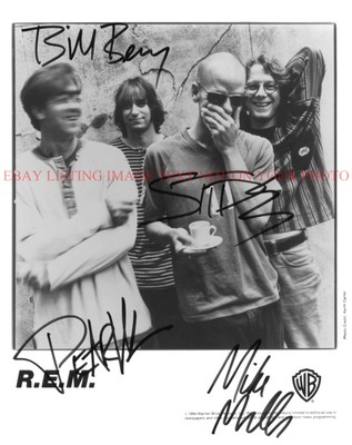 REM BAND SIGNED AUTOGRAPH 8x10 RPT PROMO PHOTO BY ALL 4 R.E.M. ENJOY ...