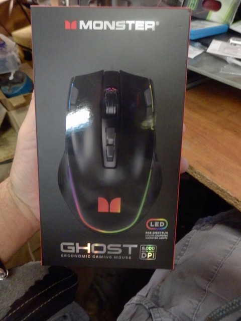 Monster Ghost Ergonomic Corded PC Gaming Mouse Black RGB 2MNGM0306B0L2 ...