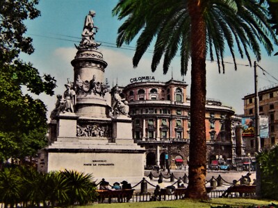 Vintage Postcard, GENOA, ITALY, RPPC, Acquaverde Square & Christopher ...